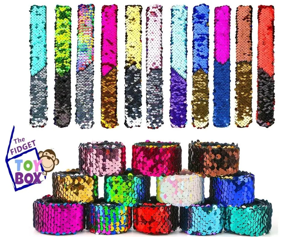 Slap Bracelets | Sequin | Fidget Accessories | FidgetToyBox.com – Red ...